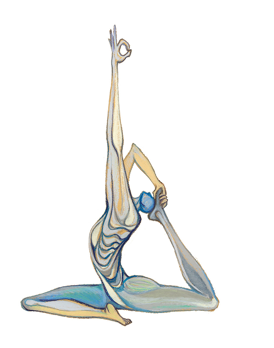 Art Print. Graphikasana, Backbends, Easy one-legged King Pigeon pose ...
